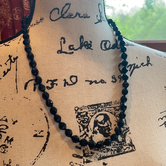Jewelry | Vintage Faceted Jet Bead Necklace 24 | Poshmark